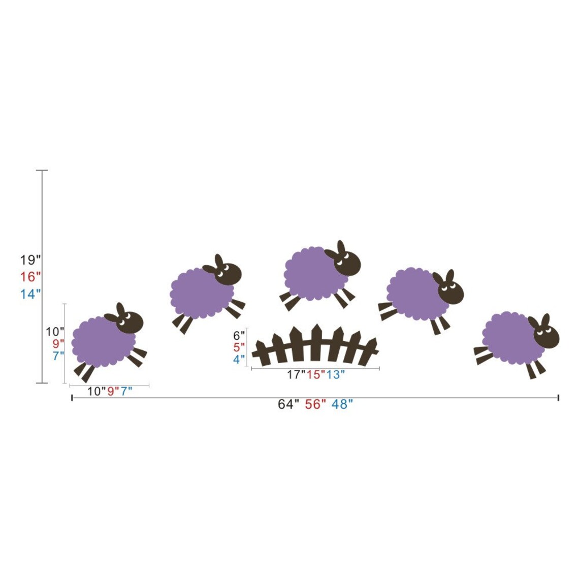 Jumping Sheep and Stars Nursery Wall Decal - Counting Sheep, Sheep ...