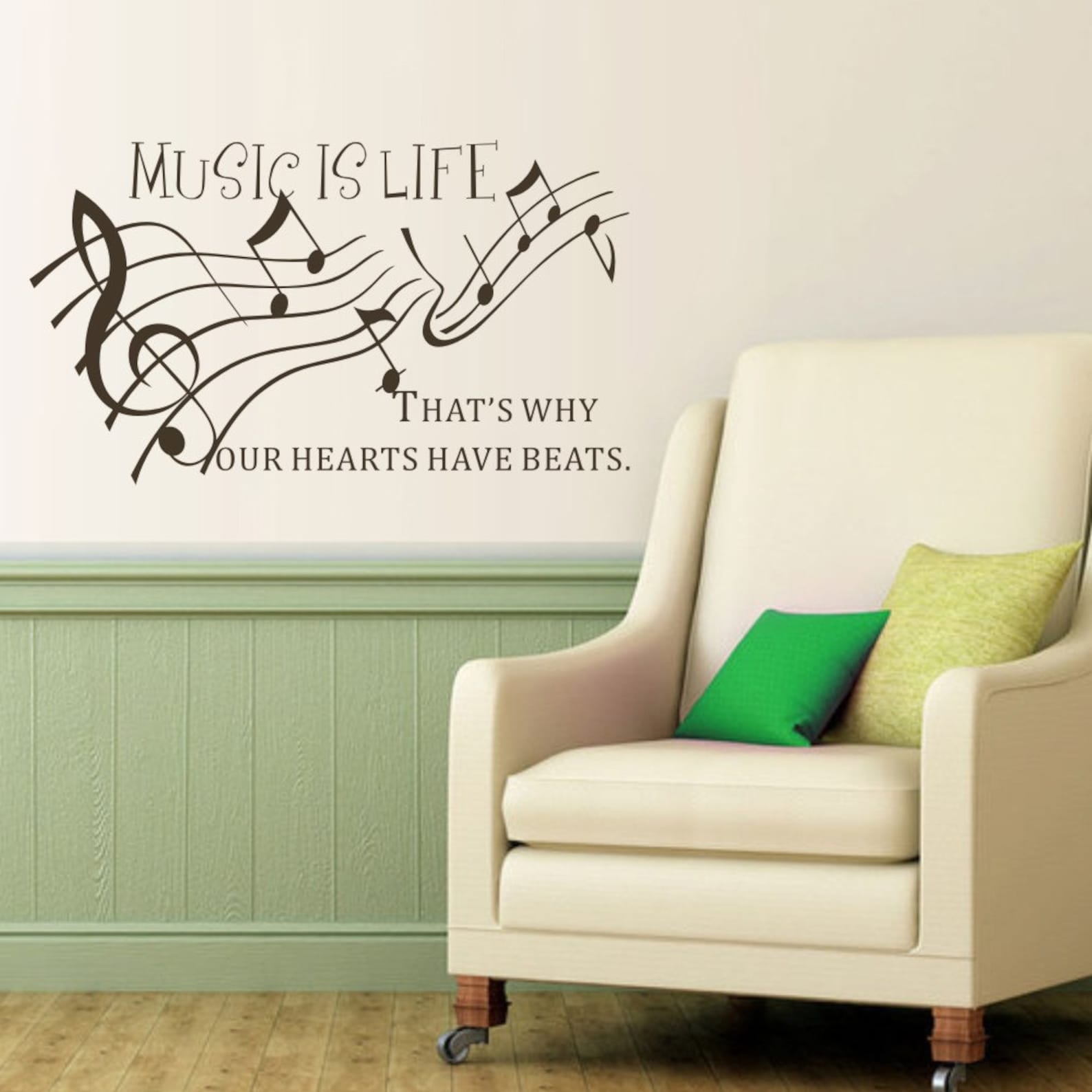 Music is Life That's Why Our Hearts Have Beats Decal - Etsy