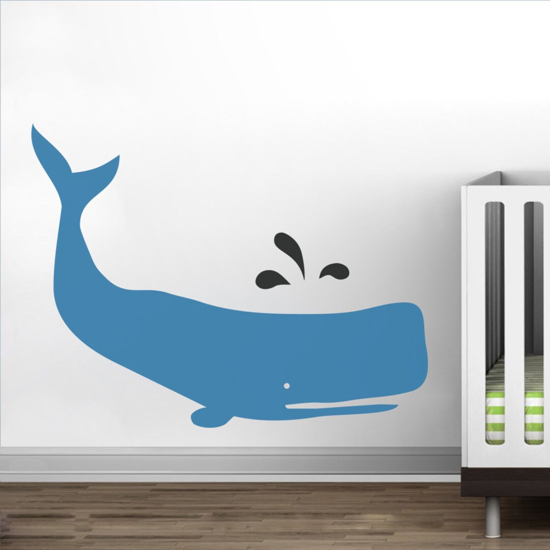 Big Whale Decal Decal Set - Whale With Water Spout - Nursery Wall Decor ...