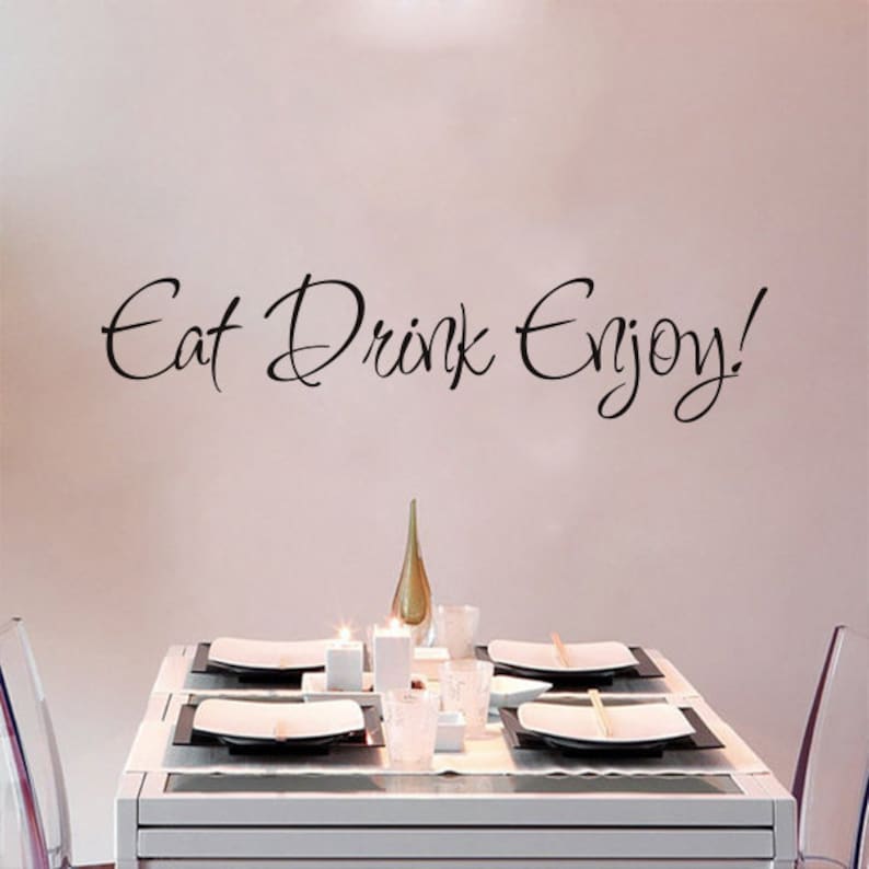 Eat Drink Enjoy Wall Decal Kitchen Wall Sticker Words Dining - Etsy