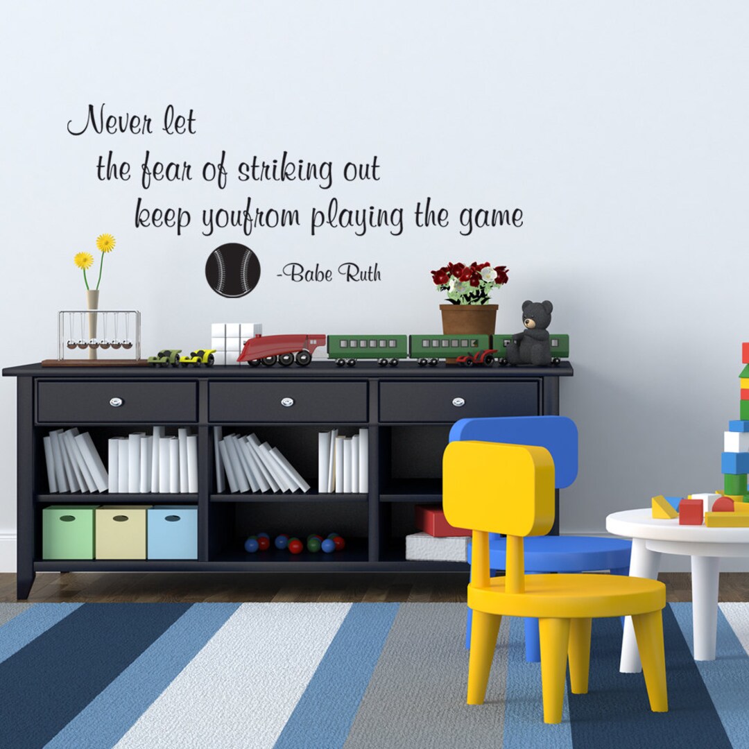 Baseball Wall Decal Never Let the Fear of Striking Out Baseball Decal ...
