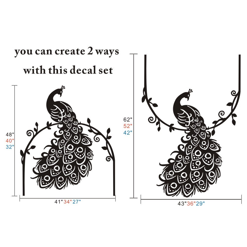 Peacock Wall Decal - Vinyl Wall Stickers Art Graphics Home Decor - 188 ...
