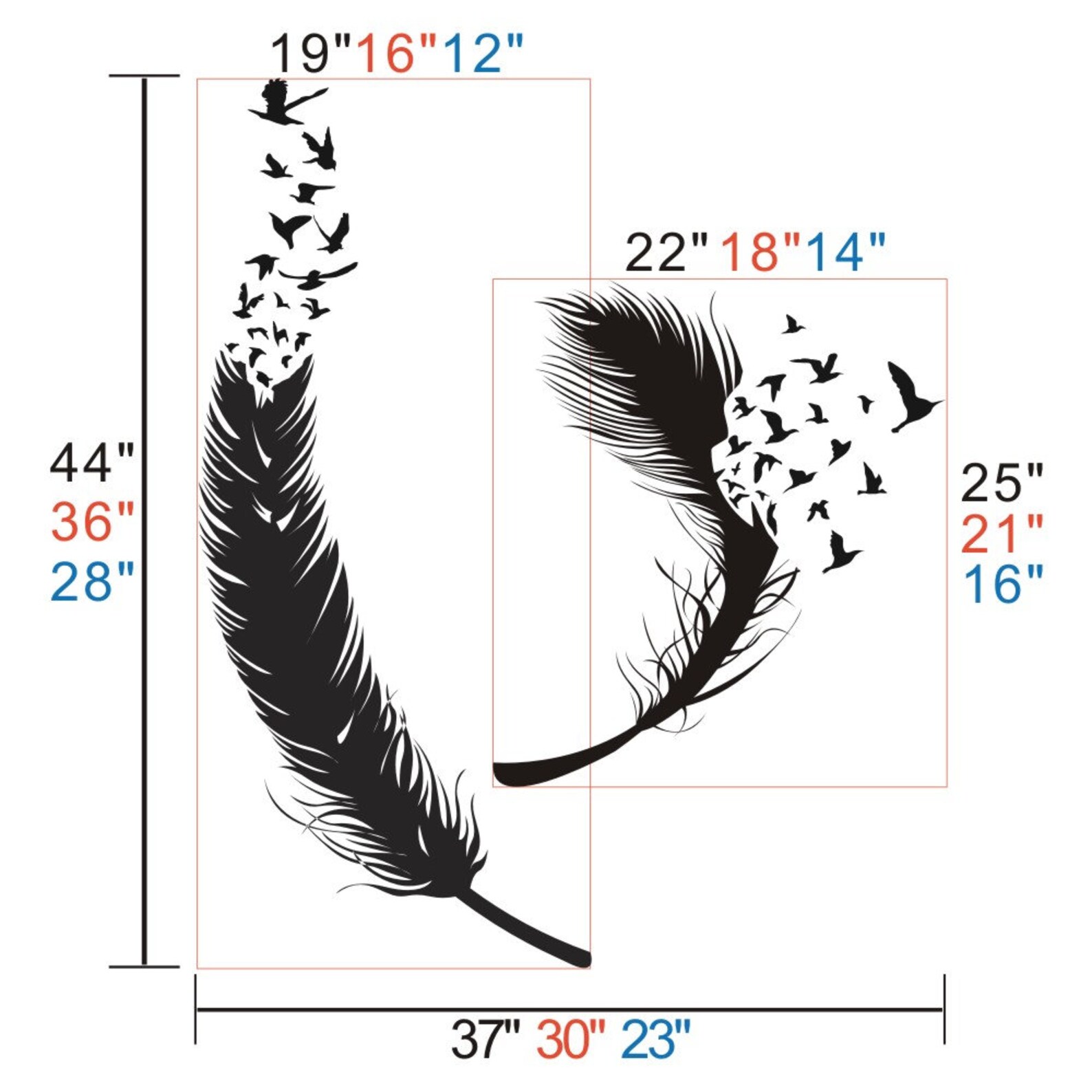 Feather Wall Decor - Feathers Vinyl Wall Decal - Forest Wall Decal ...