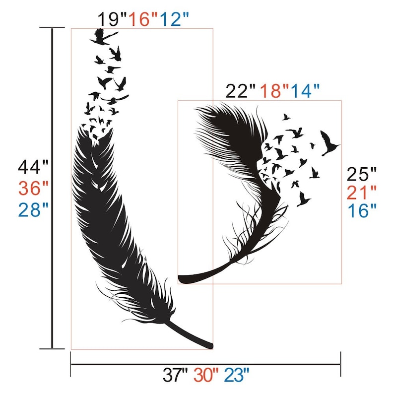 Feather Wall Decor - Feathers Vinyl Wall Decal - Forest Wall Decal ...