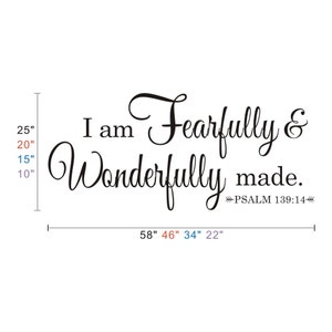 I Am Fearfully and Wonderfully Made - Bible Wall Decal- Nursery Decal ...