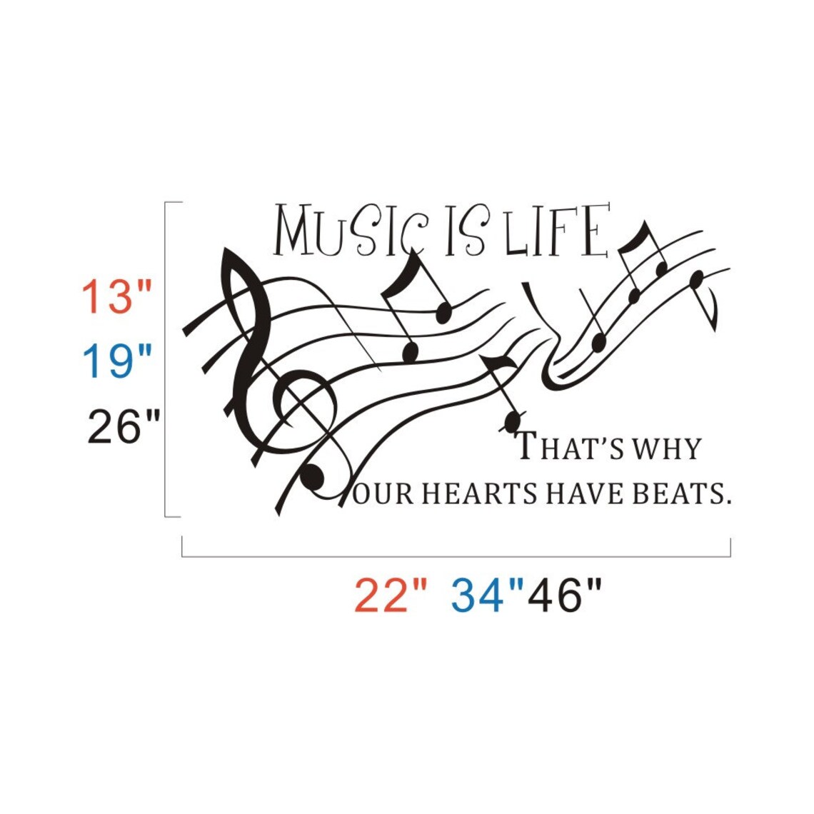 Music is Life That's Why Our Hearts Have Beats Decal - Etsy