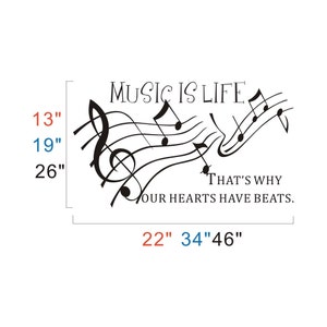 Music is Life That's Why Our Hearts Have Beats Decal, Vinyl Decal, Wall ...