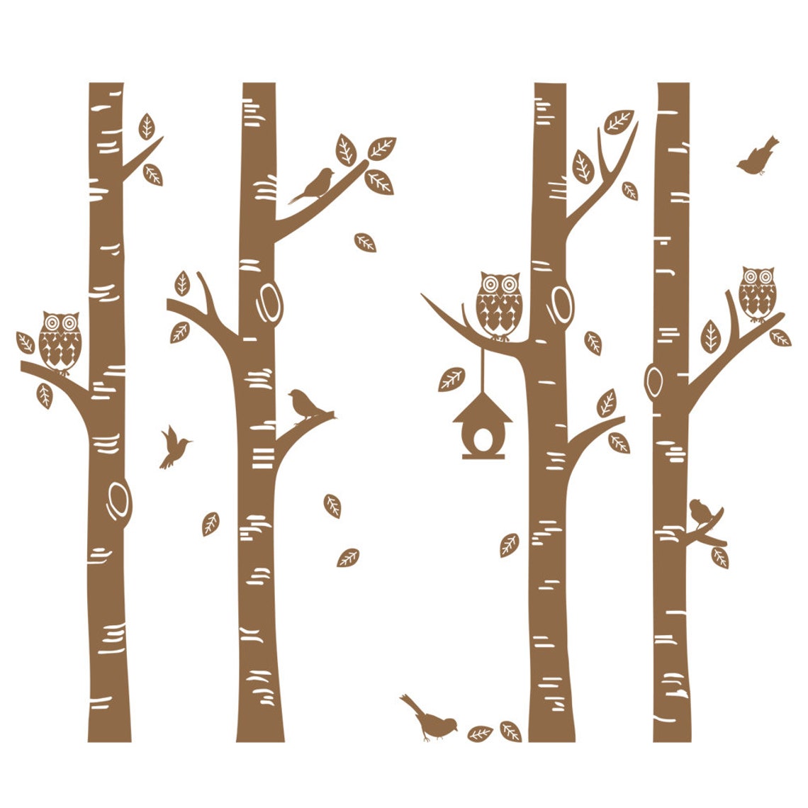 Birch Tree Wall Decal Birch Tree With Owls Wall Sticker Baby - Etsy