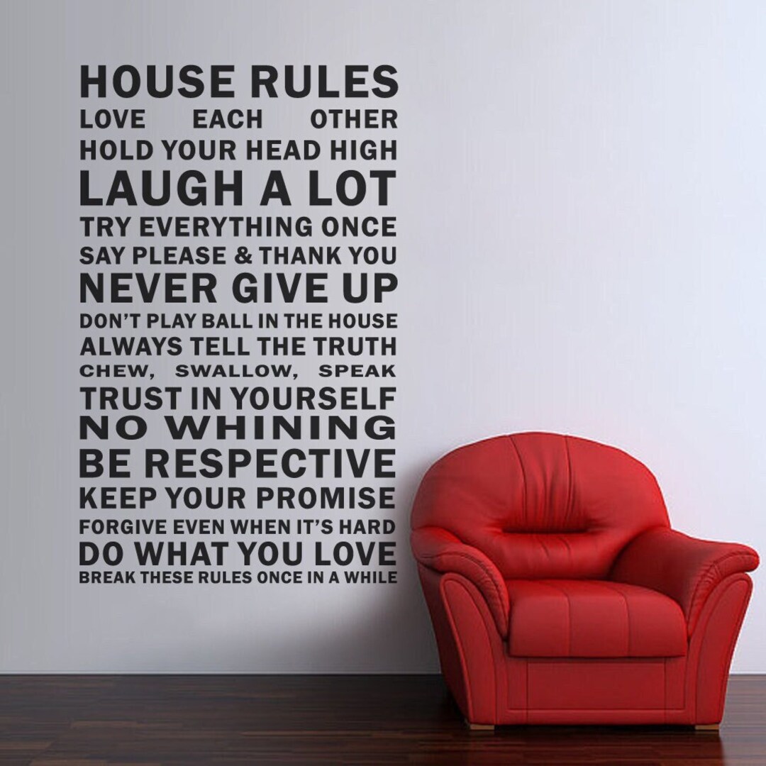 House Rules Inspirational Quote Wall Sticker Life Quote Vinyl Wall ...