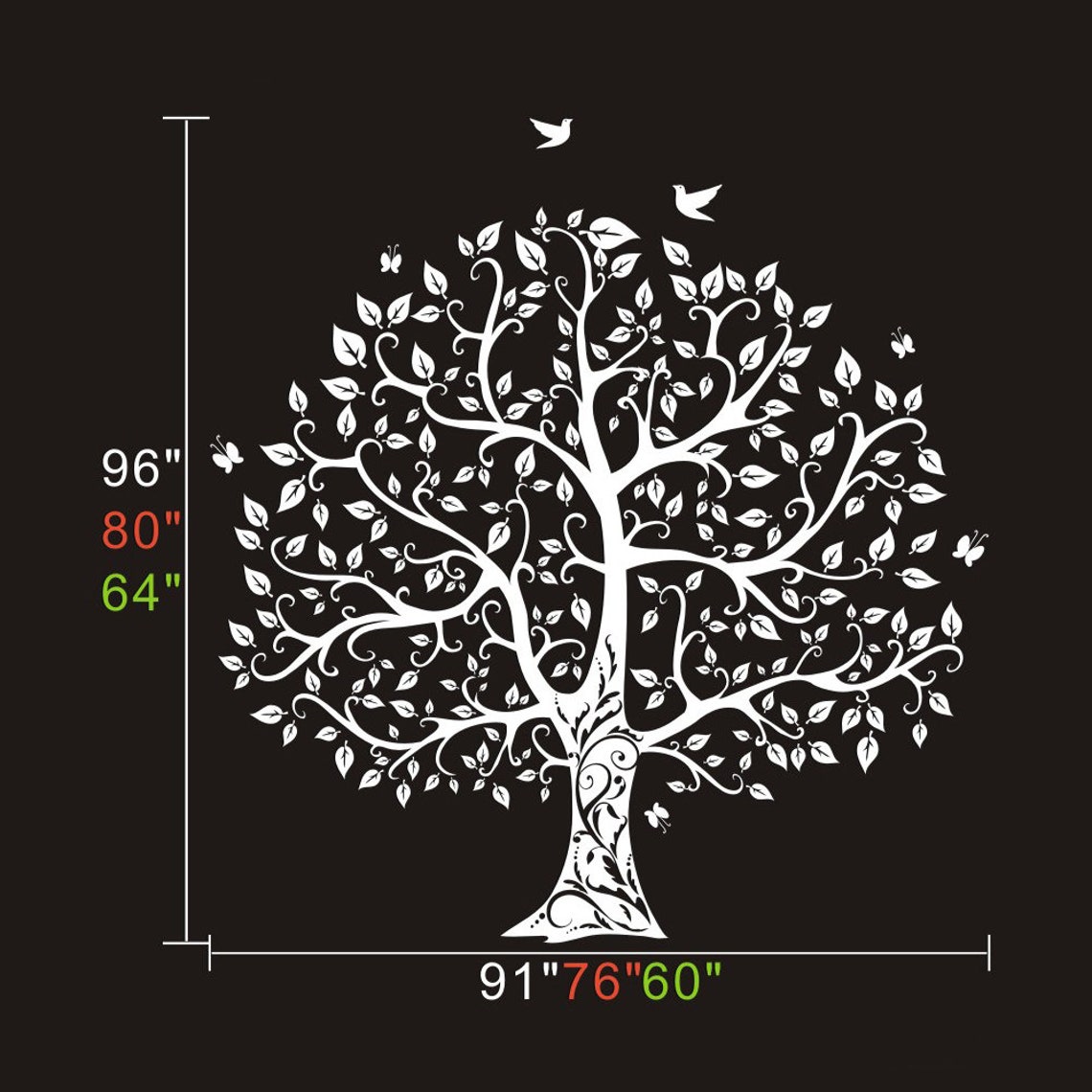 White Tree Wall Decal Huge Tree Wall Decal Wall Mural Stickers - Etsy