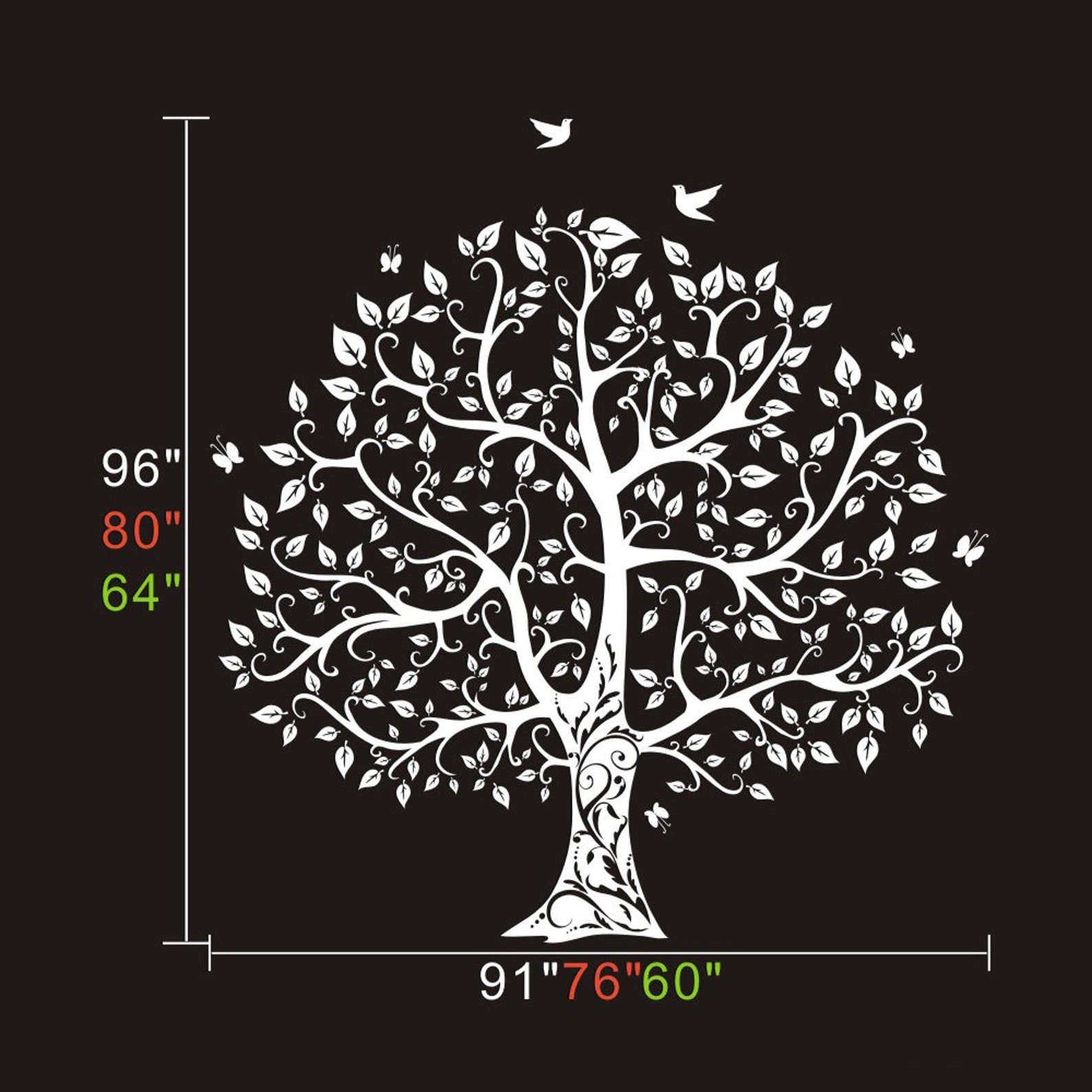 White Tree Wall Decal Huge Tree Wall Decal Wall Mural Stickers - Etsy