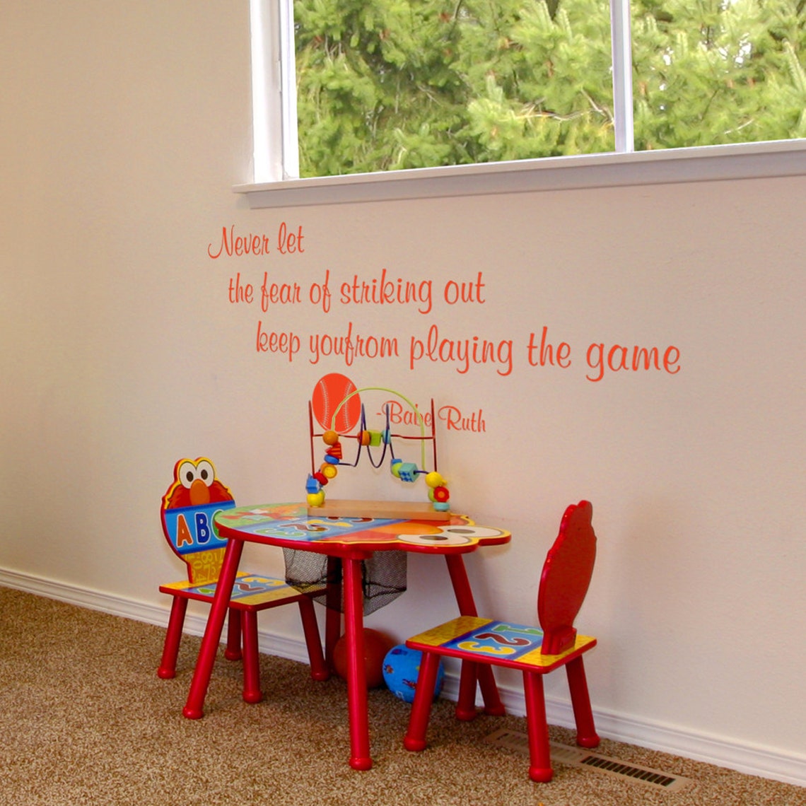 Baseball Wall Decal Never Let the Fear of Striking Out Baseball Decal ...