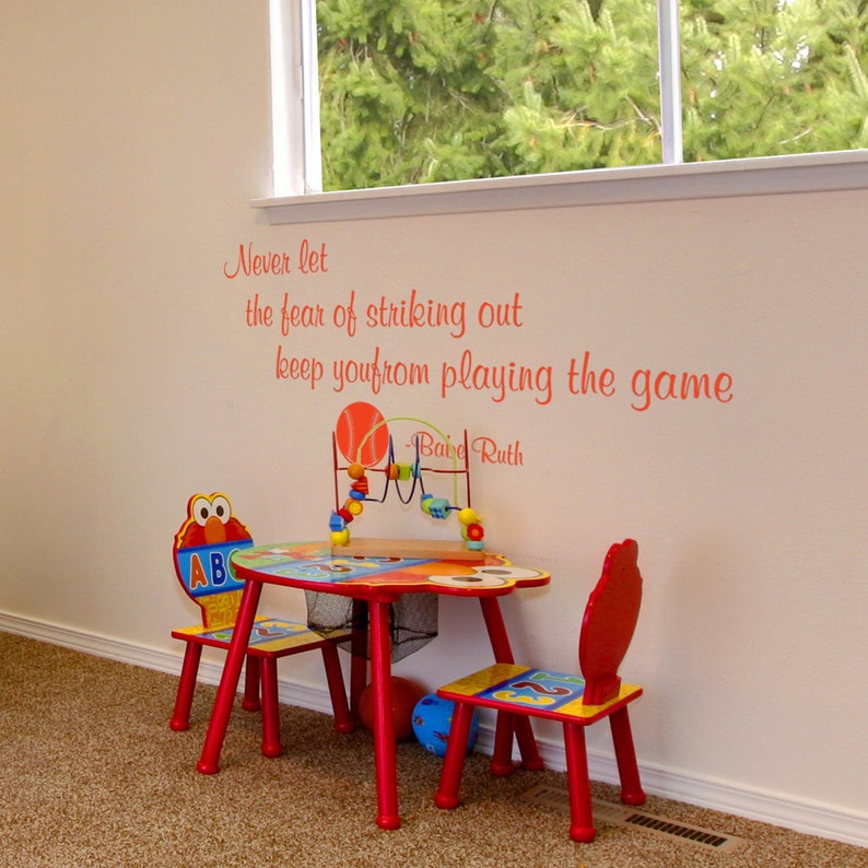 Baseball Wall Decal Never Let the Fear of Striking Out Baseball Decal ...