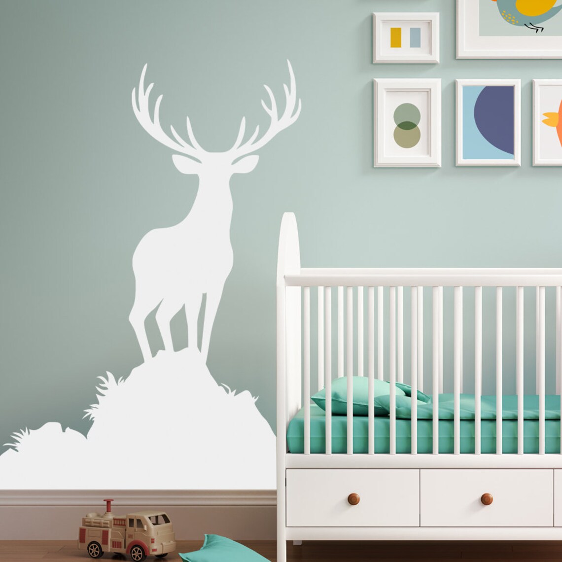Forest Buck Wall Decal Deer Vinyl Decal Hunter Wall Decor for Living ...