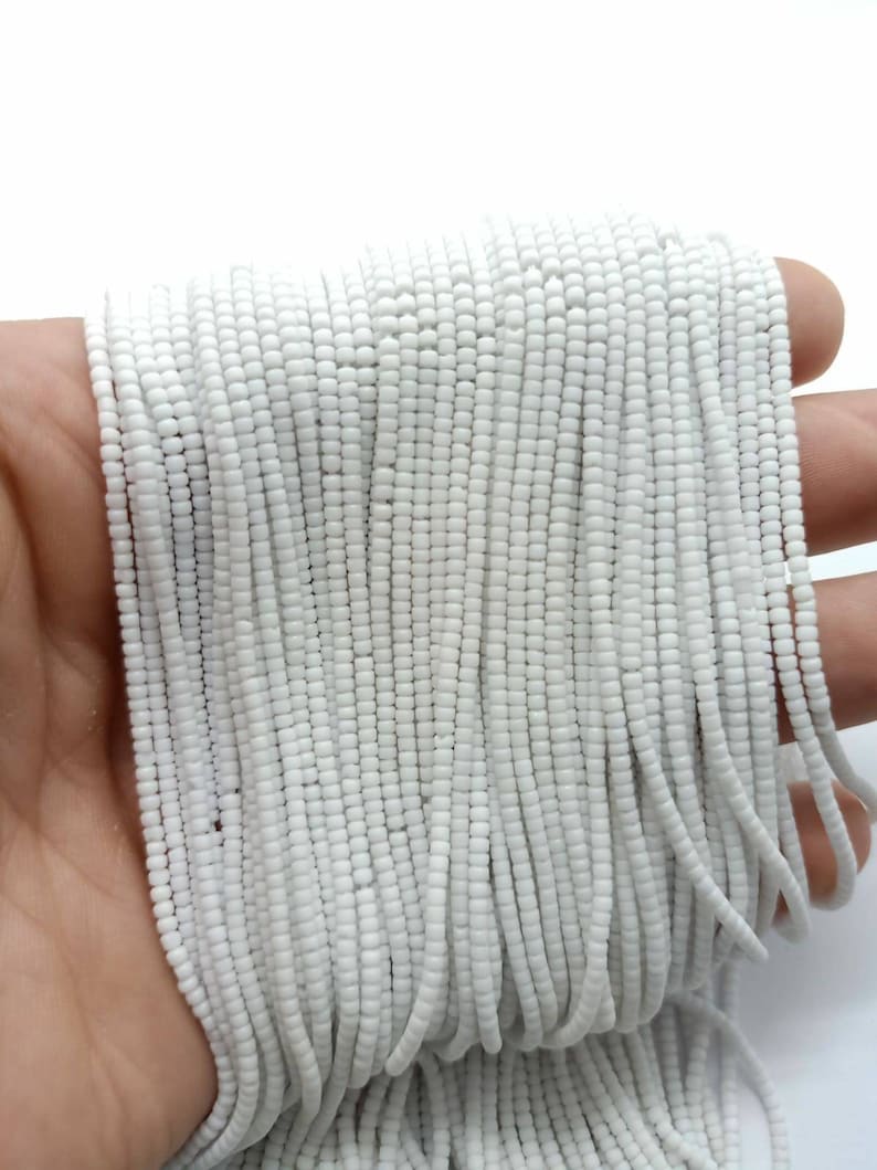 Afghan Tiny Seed Small Heishi White Glass String Strand 2mm. | Etsy