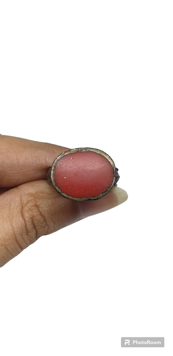 Rare Unique Ancient Genuine Coral Oval Ring Old Antiq… - Gem