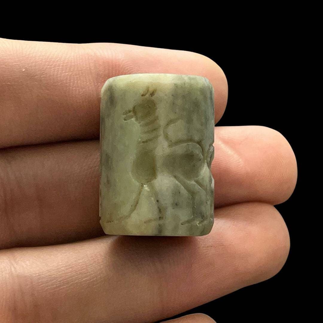 Natural Antique Rare Jade Cylinder Seal Intaglio Animals Engraved Stamp ...