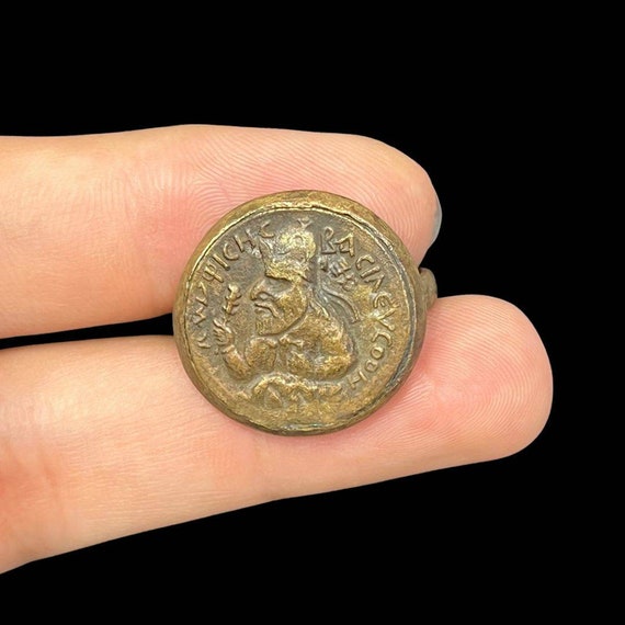 Rare Unique Roman Greek Brass Signet Intaglio Engrave… - Gem