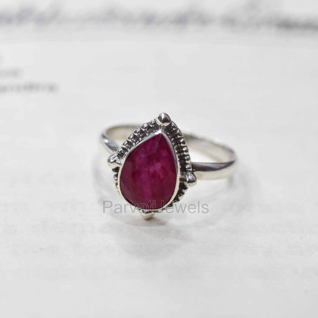 Beautiful Indian Ruby Silver Ring, 925 Sterling Silver Ring, Ruby Handmade Ring, Silver Jewelry ...