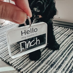 Hello My Name Is: Dog Name Tag, Thick Acrylic - Etsy