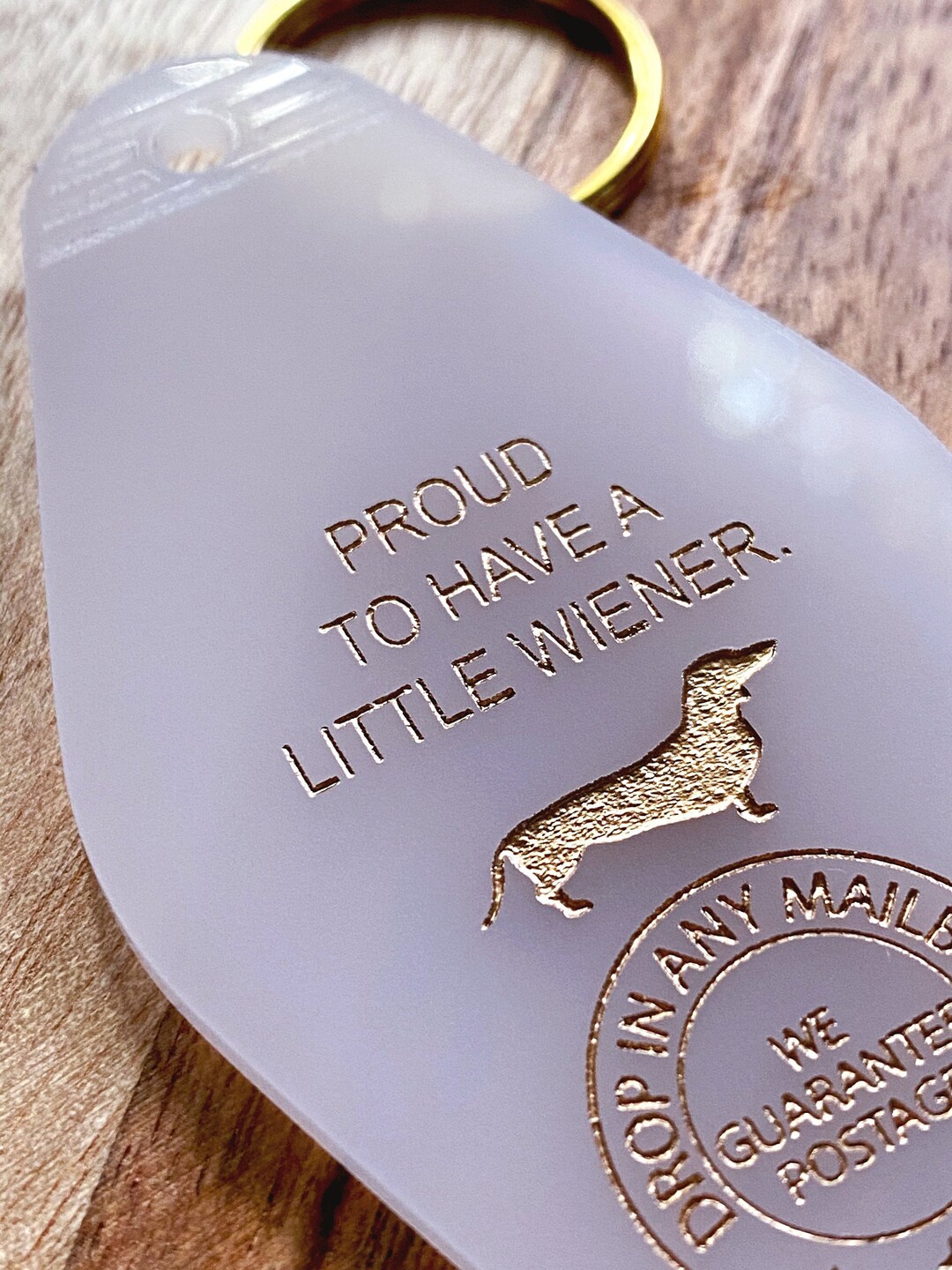 Retro Motel Key Fob, Proud to Have A Little Wiener, Dog Lover Keychain ...