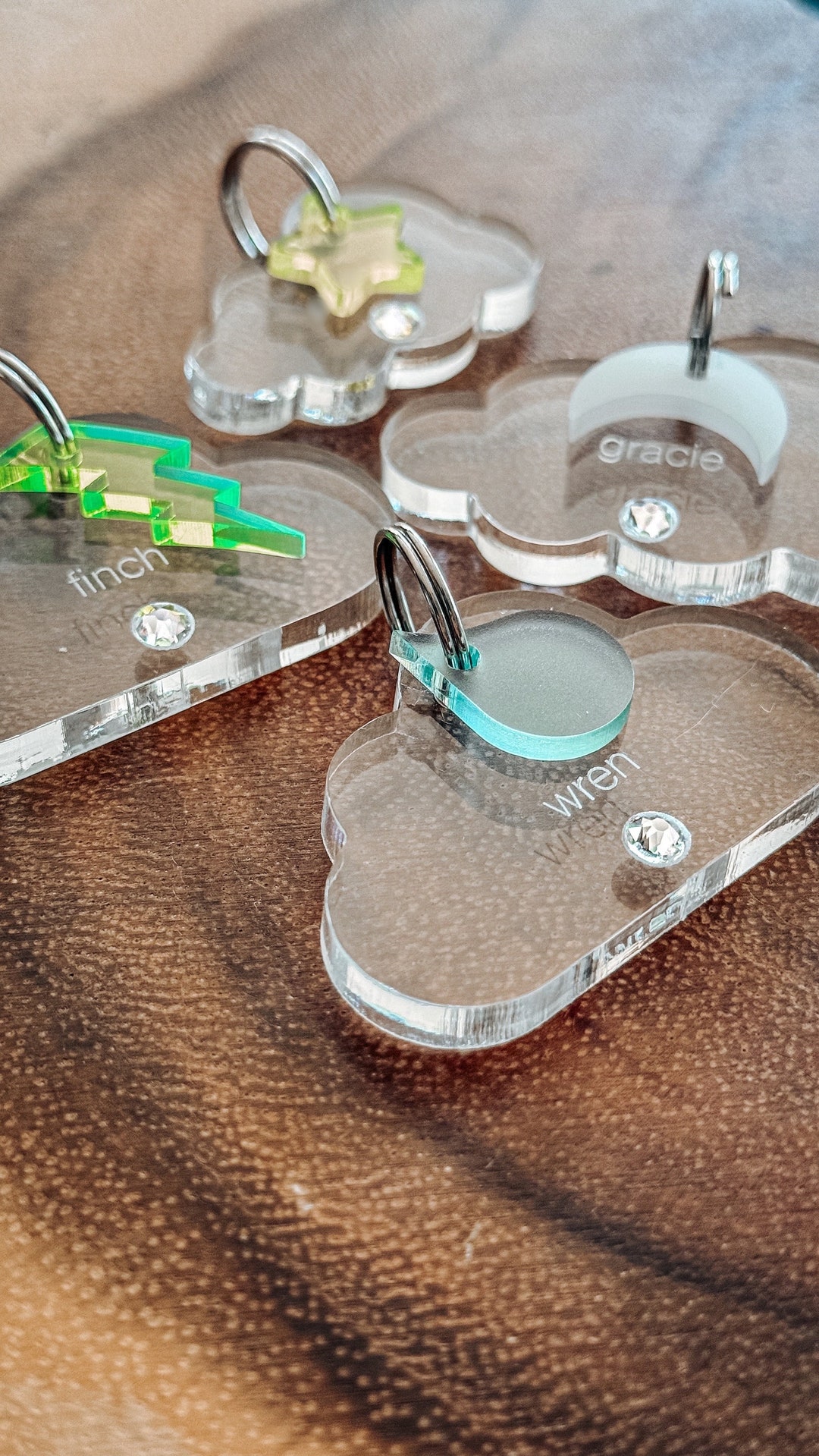 Acrylic Cloud Dog Tag, Minimalistic Cloud Pet ID Tag With Added Weather ...