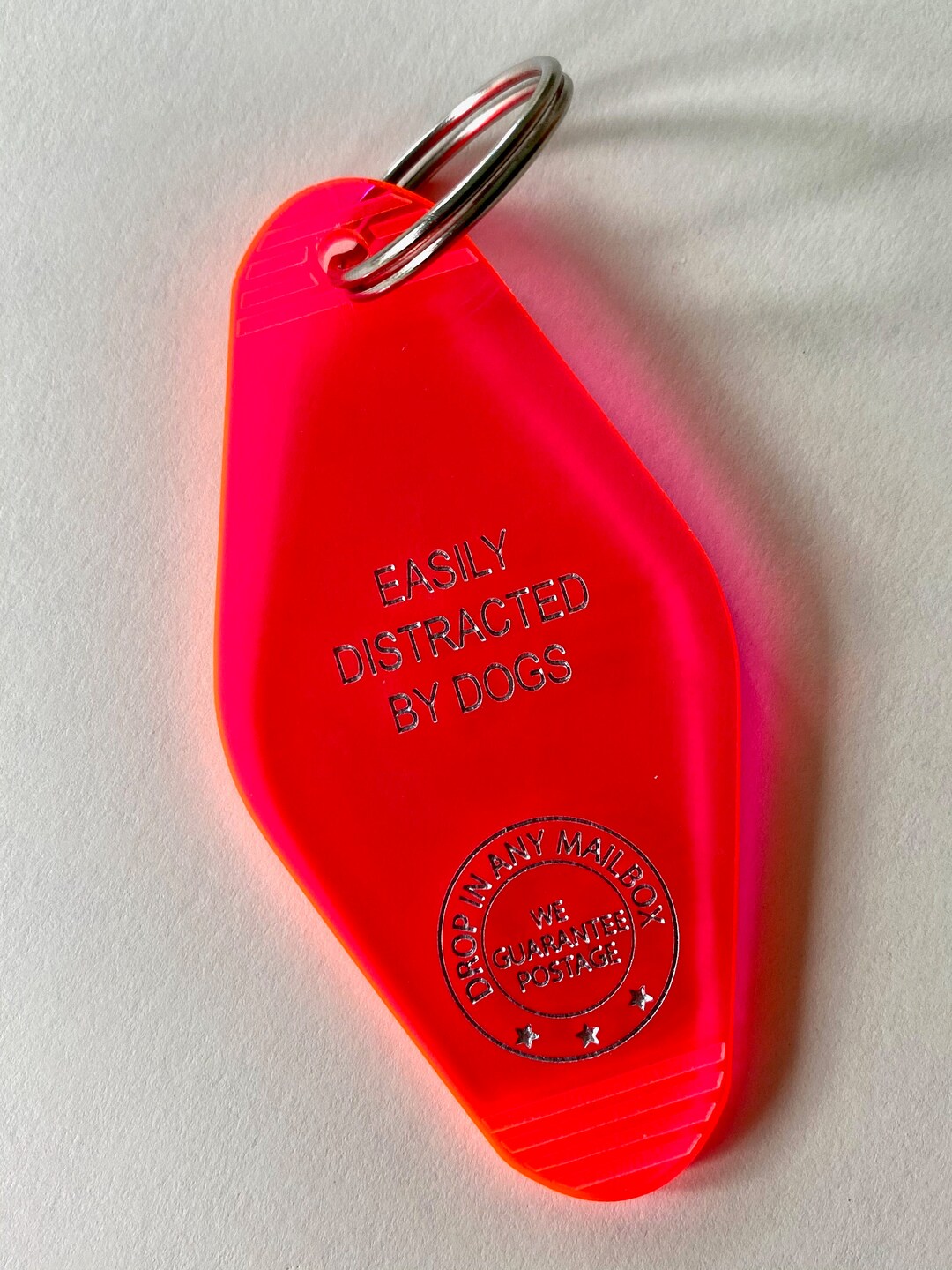 Retro Motel Key Fob, Easily Distracted by Dogs, Dog Lover Keychain ...