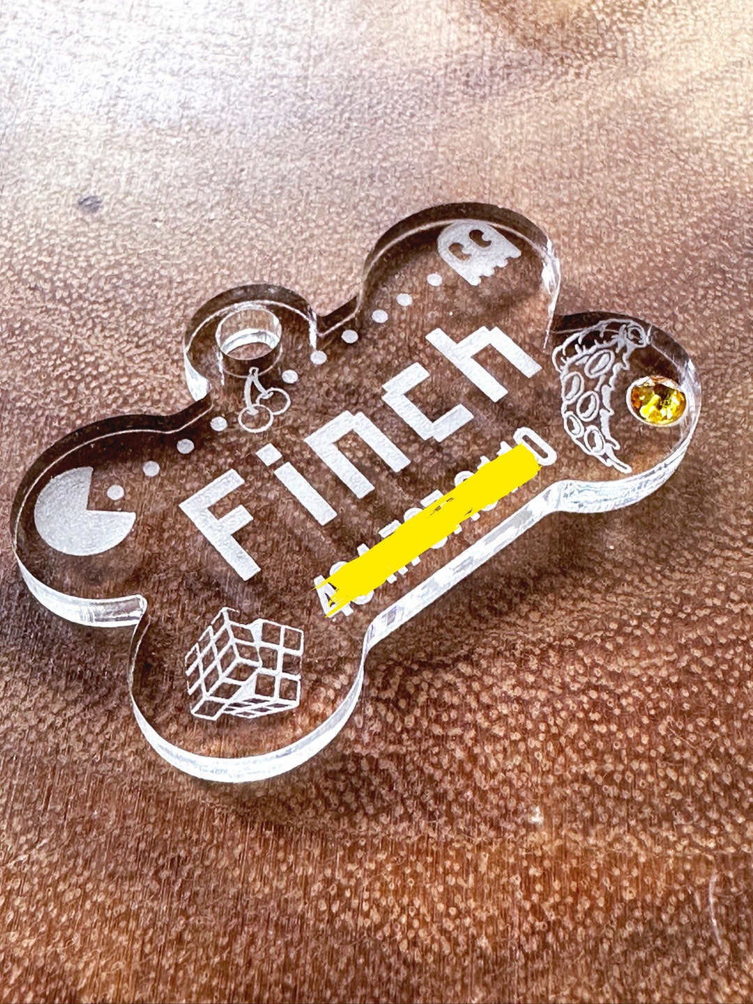 Personalized 80s Themed Acrylic Dog Tag With Custom Name and Contact ...
