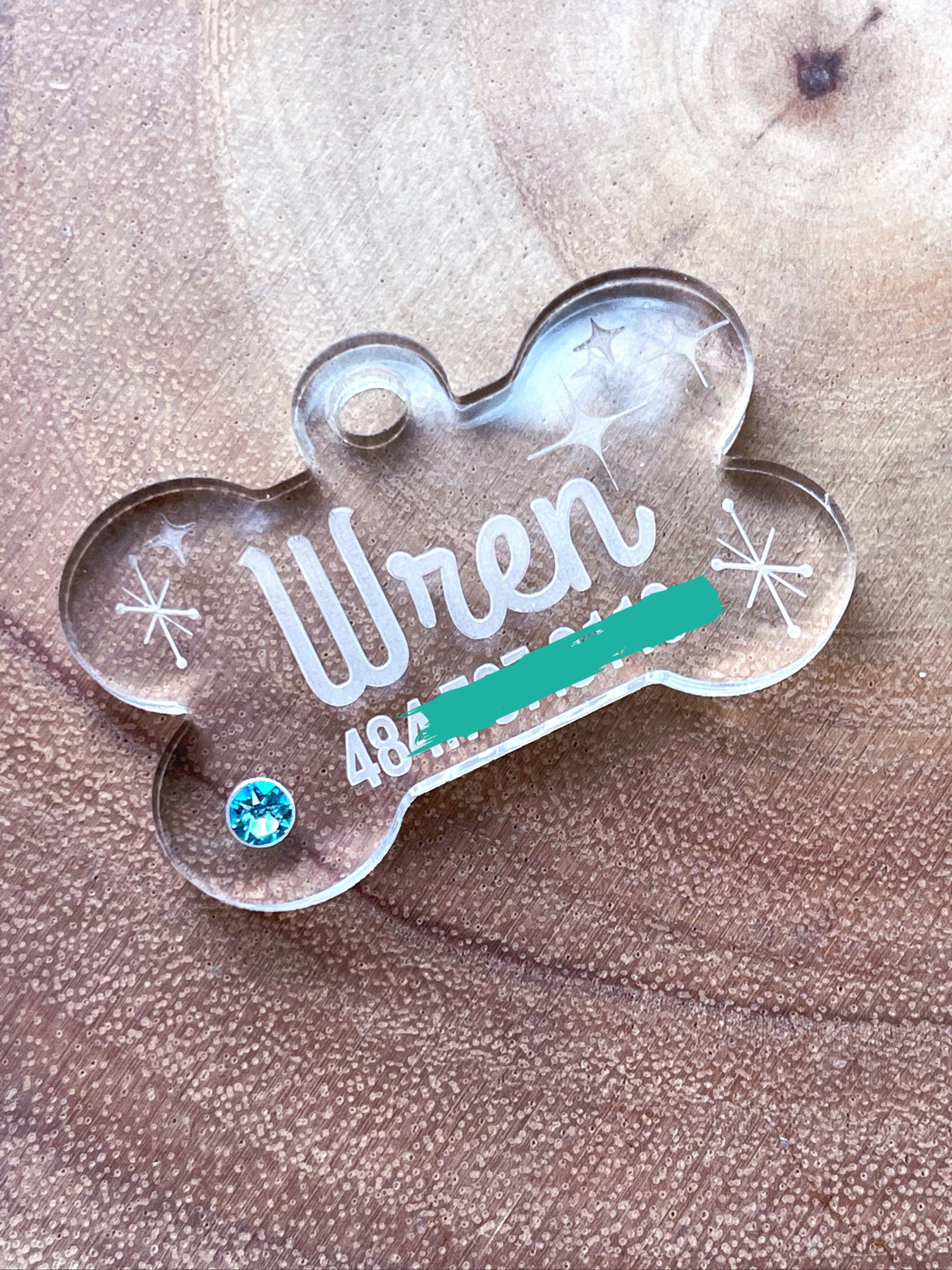 Retro Theme Dog Name Tag Thick Acrylic Dog Bone ID Tag With - Etsy