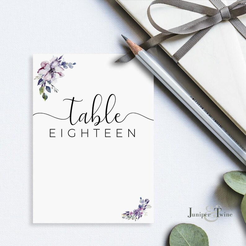 Minimalist Table Number Cards, Classic Table Decor for Wedding, Floral ...