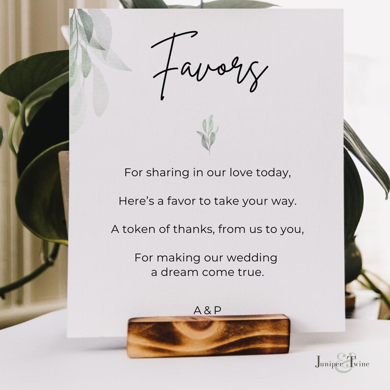Minimalist Wedding Favor Sign Template, Fully Editable Canva Sign ...