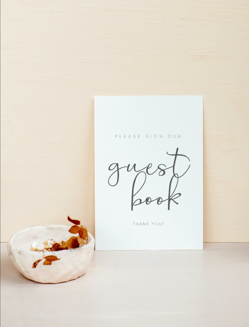 Wedding Guest Book Printable Digital File Modern Minimalist | Etsy
