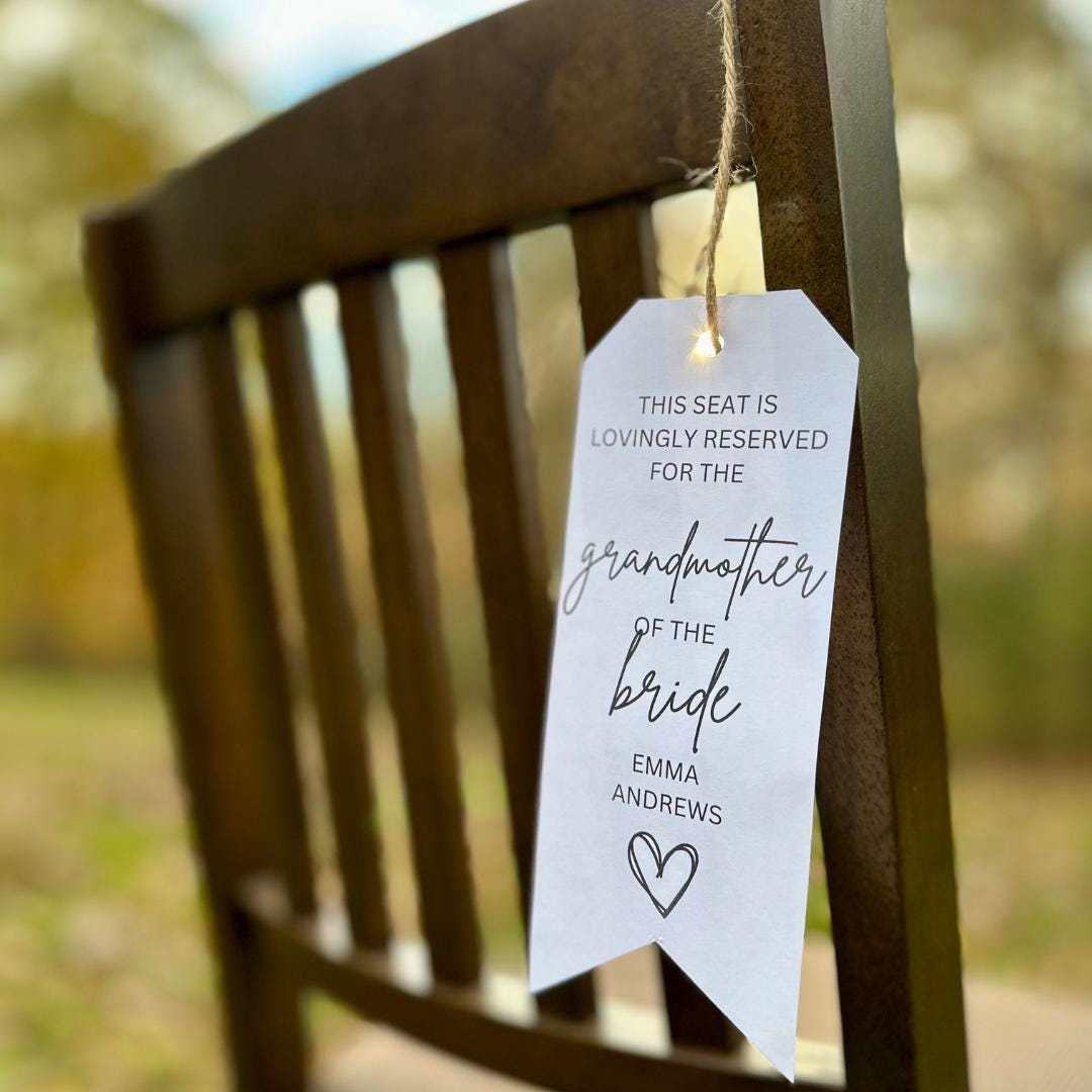 Editable Seating Tag Template, Reserved Chair Tag, Printable Wedding ...
