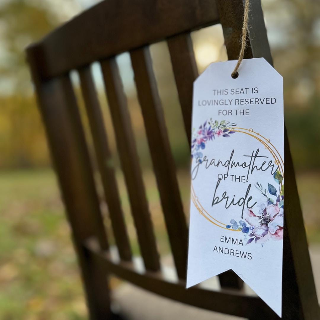 Editable Seating Tag Template, Reserved Chair Tag, Printable Wedding ...