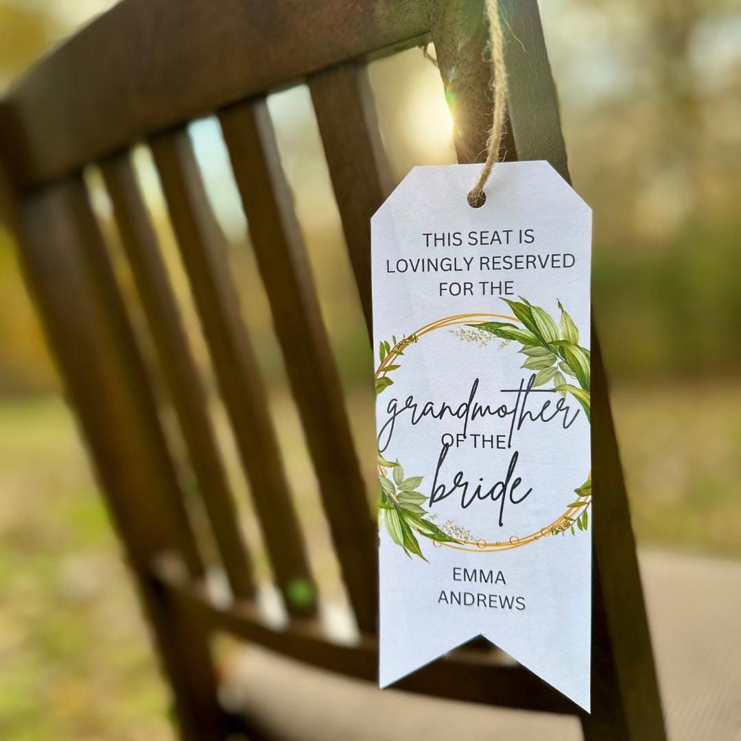 Editable Seating Tag Template, Reserved Chair Tag, Printable Wedding ...