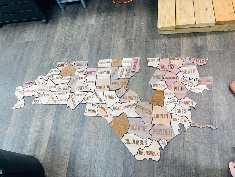 Custom 3D Wooden State Sign With Counties – Personalized Wall Décor - Etsy