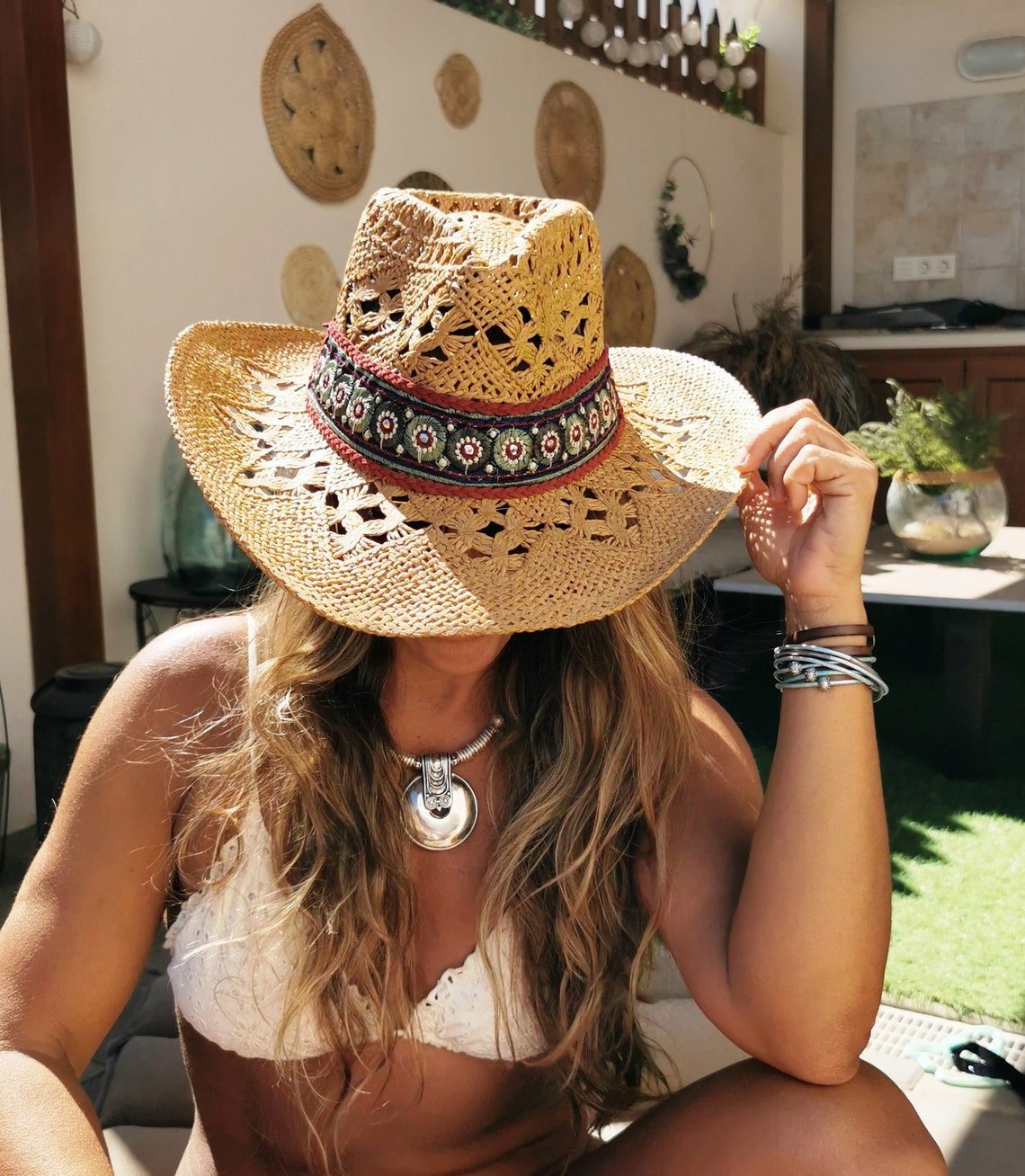 Handmade Straw Sun Hats Boho Cowboy Hats for Women Bohemian - Etsy