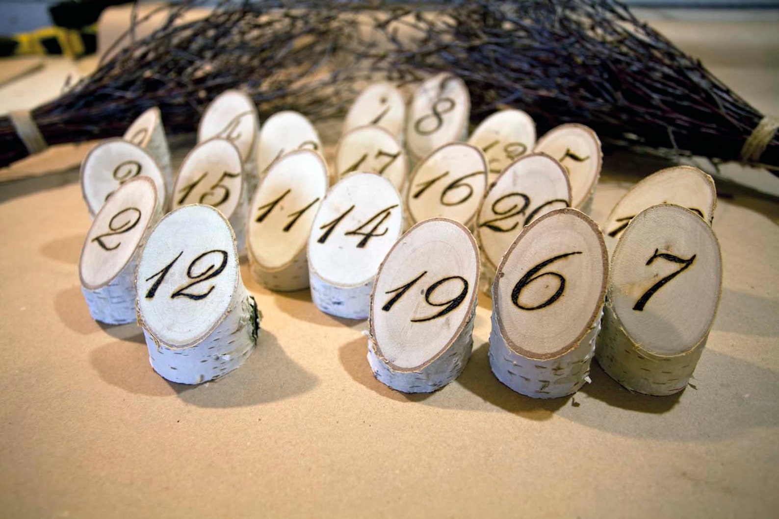 15 Natural Birch Woodburned Table Numbers Wooden Table - Etsy