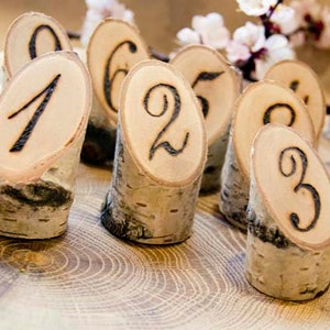 Natural Birch Woodburned Table Numbers Wooden Table Numbers 10 Wedding ...