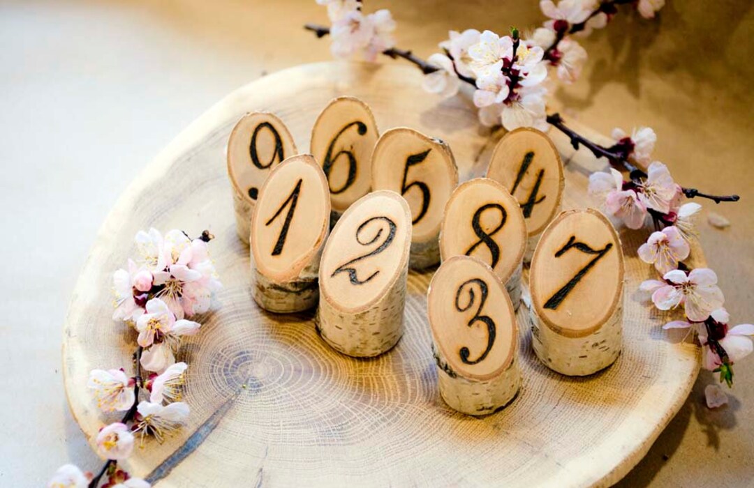 Natural Birch Woodburned Table Numbers Wooden Table Numbers 10 Wedding ...