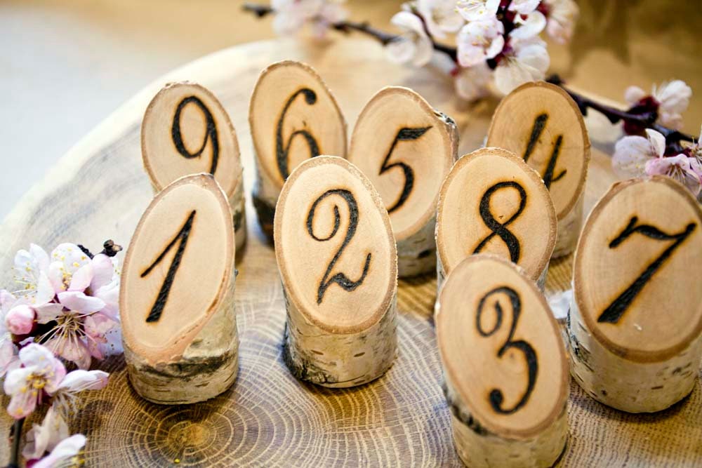 Natural Birch Woodburned Table Numbers Wooden Table Numbers | Etsy