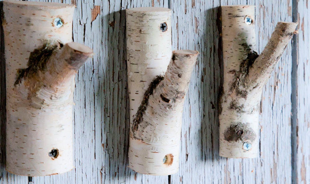5 рс. Natural Branch Wall Hooks Rustic Wooden Coat Hooks | Etsy