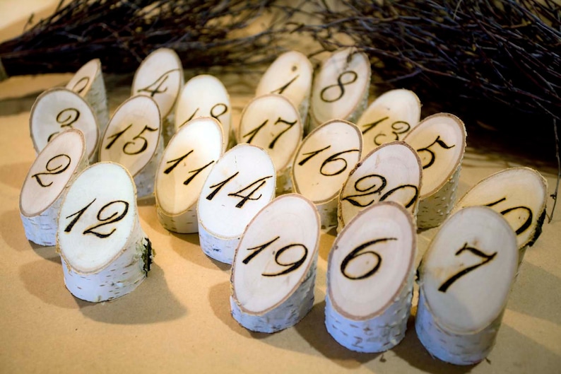 Natural Birch Woodburned Table Numbers Wooden Table Numbers | Etsy