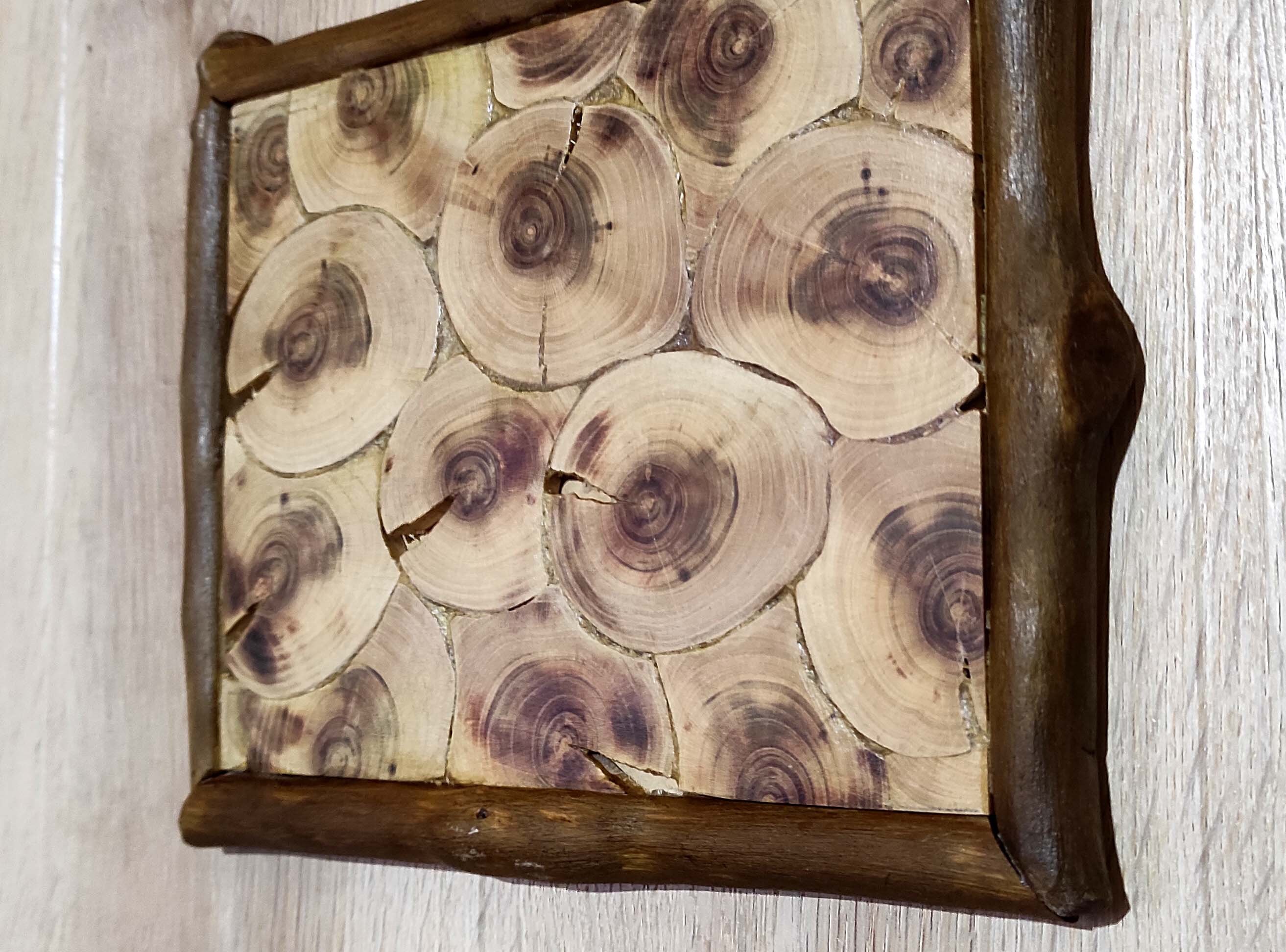 Rustic Wall Sculpture Sliced Wood Art,wood Wall Mosaic,tree Slices on ...