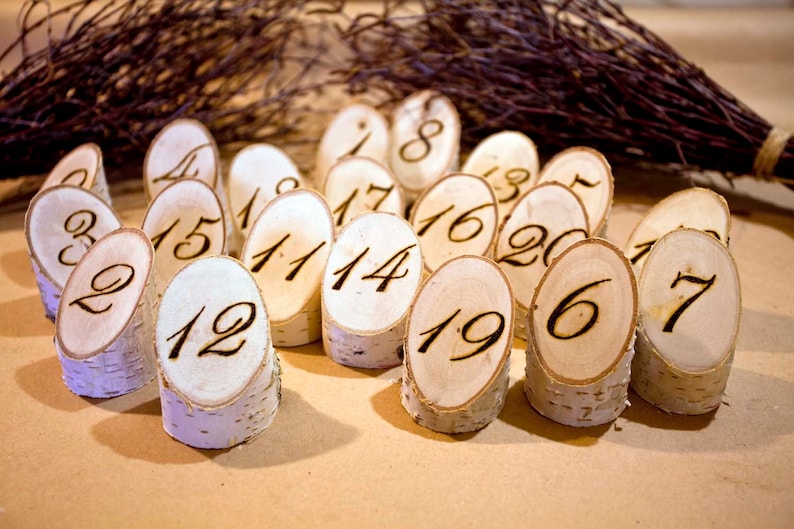 Natural Birch Woodburned Table Numbers Wooden Table Numbers - Etsy