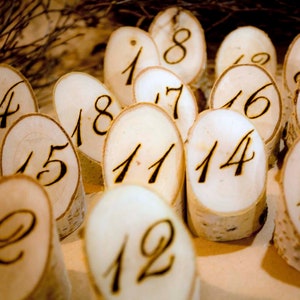 15 Natural Birch Woodburned Table Numbers Wooden Table Numbers- Wedding ...