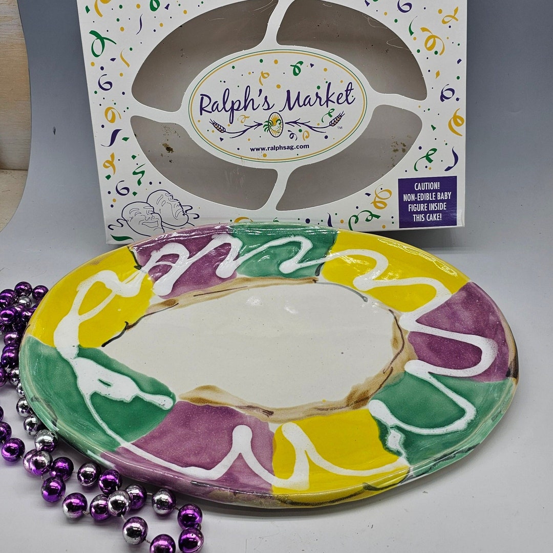 King Cake Platter Purple/yellow/green, Mardi Gras Decor Oval Platter - Etsy
