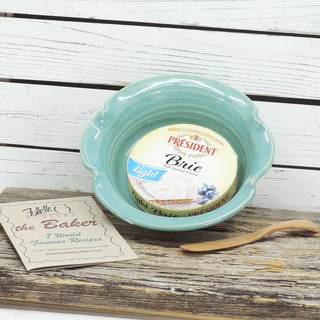 Brie Baker With Knife Turquoise Glaze, Handmade Pottery Brie Baker ...