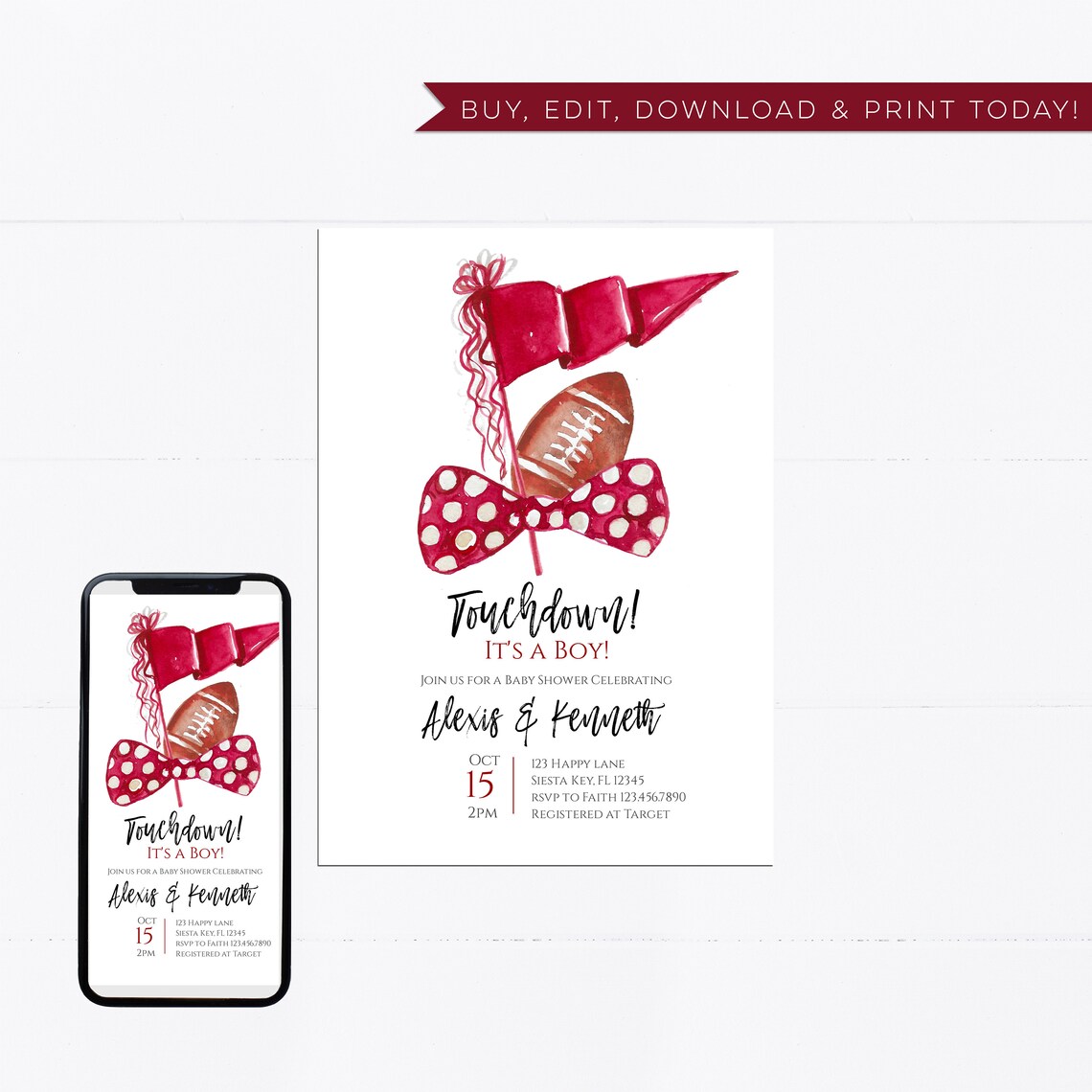 Baby Girl Pink Touchdown Football Baby Shower Invitation - Etsy