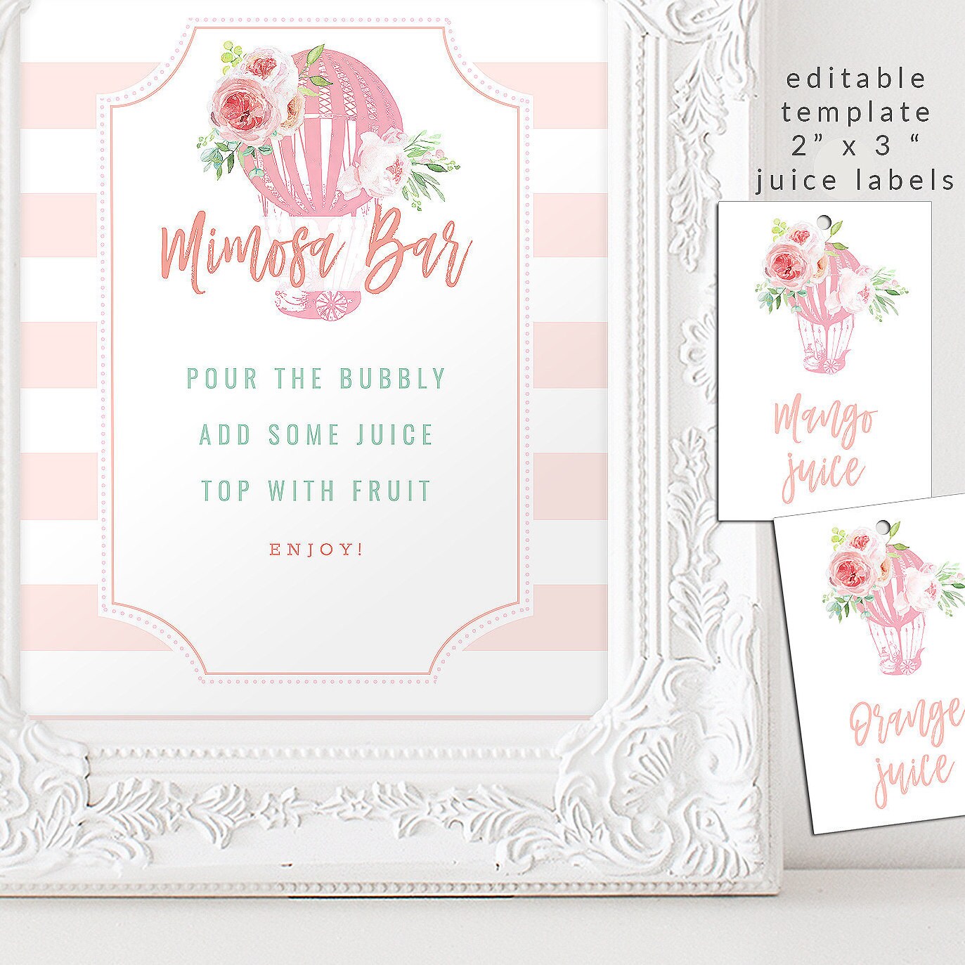 Mimosa Bar Sign Editable Food Labels Tents Adventure - Etsy